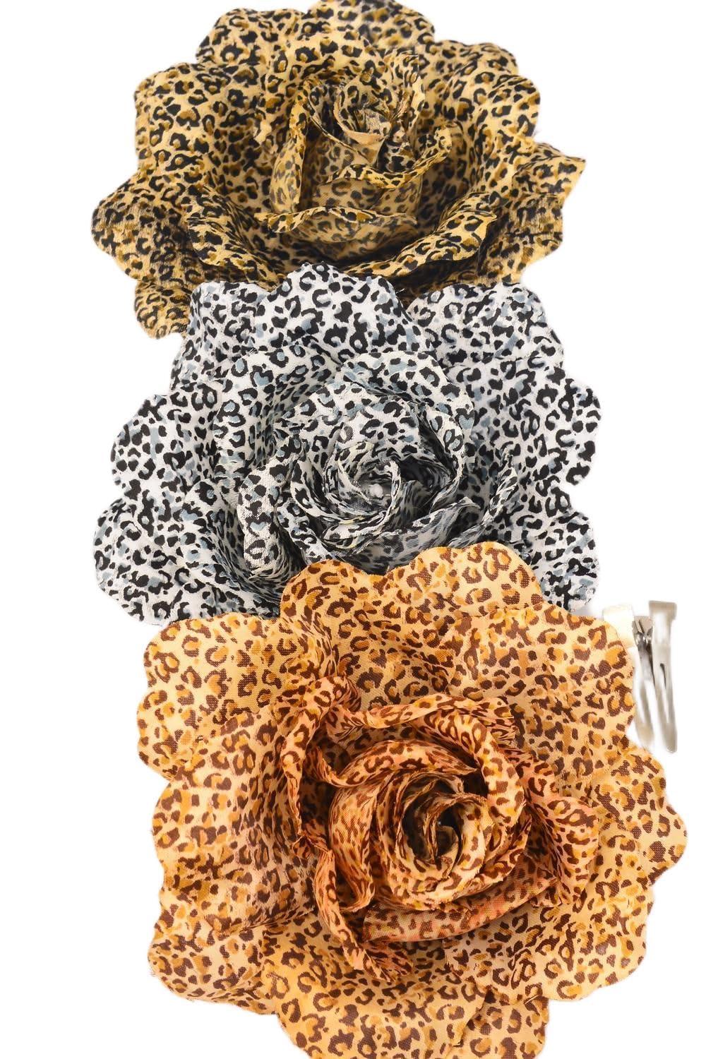 Flower Jumbo Rose Leopard Print / 12 pcs Flower generic