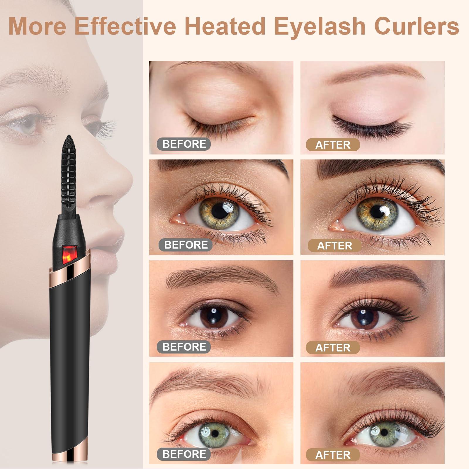 DUST2OASIS Heated Eyelash Curler Electric Eyelash Curlers Rechargeable Lash Curler with Eyelash Comb for Makeup Natural Curling Eye Lashes and 24 Hours Long Lasting Black 2022 Updated Model